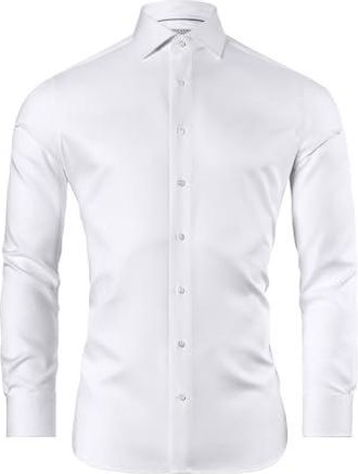 Vincenzo Boretti Chemise, Slim-fit/Taille cintrée, sergé, Poignet Mousquetaire - Super Infroissable Blanc 43-44