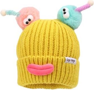 Generic Chapeaux pour femmes, fantaisie en tricot avec bouche de saucisse de dessin anim&eacute;, tricot avec cache-oreilles, bonnet thermique dhiver, maman mignonne