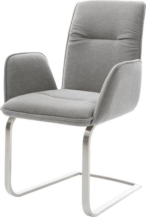 DELIFE Schwingstuhl Vinja-Flex Freischwinger flach Edelstahl Strukturstoff Soft Grau