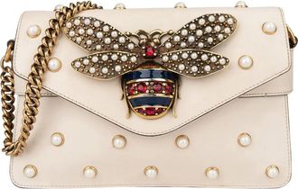 Gucci Crossbody Bags - Gucci White Leather Queen Margaret Bee Crossbody B - Gr. unisize - in Wei&szlig; - f&uuml;r Damen