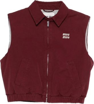 Miu Miu Weste mit Logo-Stickerei - Rot
