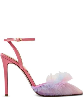 Andrea Wazen escarpins Franca 120 mm en tulle &agrave; bride cheville - Rose