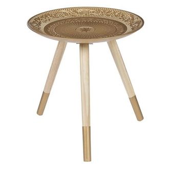 The Home Deco Factory HD7387, Golden Mirage Beistelltisch, Elegantes und raffiniertes Design, Beine aus Naturholz, ideal f&uuml;r Wohnzimmer oder B&uuml;ro, pflegeleicht, Gr&ouml;&szlig;e 40x40