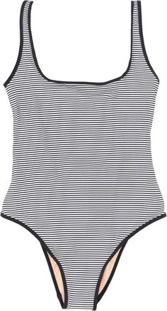 Lido Gestreifter Badeanzug mit eckigem Ausschnitt - Weiß