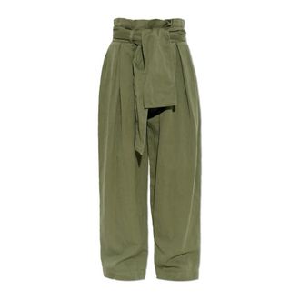 Balmain Femme, Pantalons, Vert, Taille: 38 FR Pantalon &Eacute;vas&eacute; Taille Haute en Twill