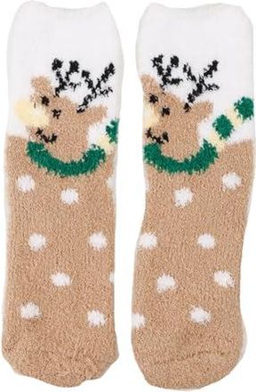 Generic Chaussettes de No&euml;l chaudes en velours corail demi-face, beige, Taille unique