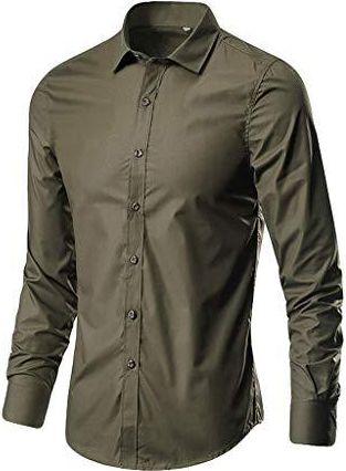 Generic Chemise &agrave; manches longues pour homme Coupe ajust&eacute;e : chemise boutonn&eacute;e Chemise de costume avec col rabattu Chemise de loisirs l&eacute;g&egrave;re Couleur unie Chem