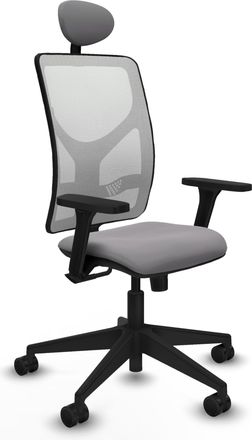 Piqueras y Crespo B&uuml;rostuhl mit 3D-Armlehnen, h&ouml;henverstellbarer Lendenwirbelst&uuml;tze und festem Kopfteil, ausgestattet mit 3 Positionen und Schneideschaum, Wei&szlig;/Grau