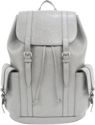 Gucci Pre-owned Vintage Leather Backpack - Homme - Pre-owned - Gris - Taille: ONE Size