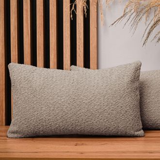 MG Design 2er Set Kissenbezüge 40 x 80 cm in Beige - mit Reißverschluss, fein gewebt mit Chenille-Haptik, pflegeleich