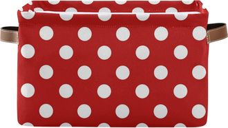 PUXUQU Tupfen Rot Muster Faltbare Aufbewahrungsbehälter Aufbewahrungsbox Aufbewahrungskorb mit Griff für Schrankregale Toy Office Nursery Bedroom