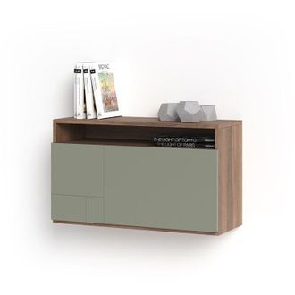 HERDASA Bureau mural, mod&egrave;le OPORTO, en m&eacute;lamine avec porte rabattable. Noyer et Vert