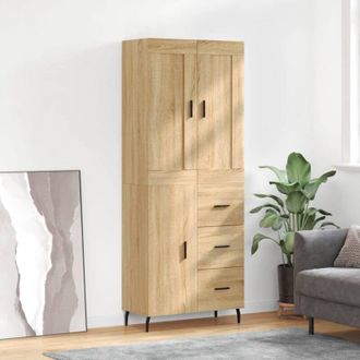vidaXL Buffet haut,Meuble de Rangement Ch&ecirc;ne sonoma 69,5x34x180 cm Bois ding&eacute;nierie Vidaxl