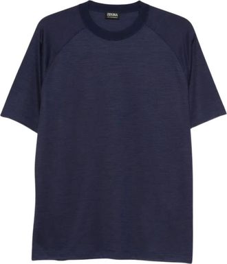Ermenegildo Zegna Homme, Tops, Bleu, Taille: 4XL T-shirt &agrave; col rond et manches courtes