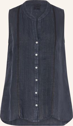 120% Lino 120%Lino Blusentop Aus Leinen blau