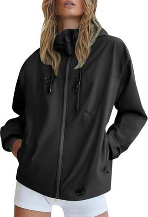 Generic Veste de randonn&eacute;e l&eacute;g&egrave;re et imperm&eacute;able &agrave; capuche avec fermeture &eacute;clair int&eacute;grale - Coupe-vent et respirant avec poches &agrave; fermeture &eacute;clair - Veste de