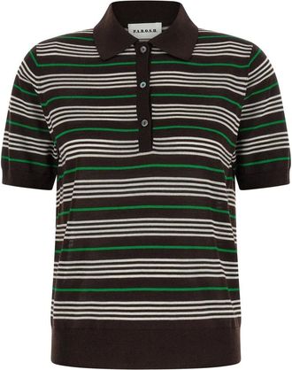 P.A.R.O.S.H. P.a.r.o.s.h., Femme, Tops, Brun, Taille: 36 FR Listripes Polo