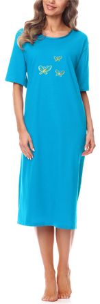 Merry Style Damen Kurzarm Nachthemd 91LW1 (T&uuml;rkis (Kurzarm), 44 (Herstellergr&ouml;&szlig;e: XXL))