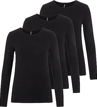 Pieces Pcsirene Ls T-shirt Noos, 3 x noir., XS