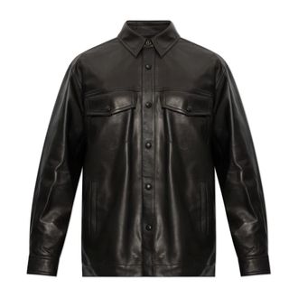 Balmain Homme, Vestes, Noir, Taille: 2XL Veste en cuir avec poches