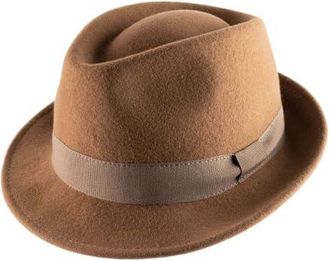 Classic Italy Chapeau Trilby Feutre Homme ou Femme Trilby - Taille 58 cm - Marron-Clair