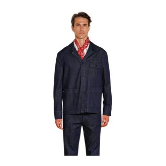 Mason's Homme, Vestes, Bleu, Taille: XL Veste de travail surchemise en denim