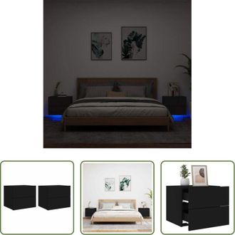 vidaXL Lumi&egrave;re LED - Tables de chevet murales avec lumi&egrave;res LED 2 pcs noir