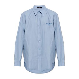 Balmain Hemd mit besticktem Logo - - Shirts - Herren - Blau - XL