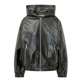 Michael Kors Femme, Vestes, Noir, Taille: 42 FR Veste bomber &agrave; capuche en viscose enduite