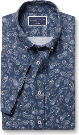 CHARLES TYRWHITT Bügelfreies Stretch-Hemd mit Paisleymuster - Indigoblau