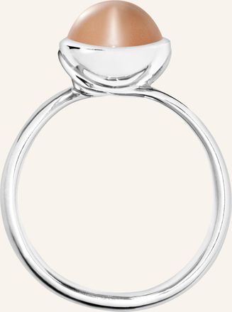 Tamara Comolli Tamara Comolli Ring Ring Bouton Small Moonstone Brown Aus 18k Wei&szlig;gold Mit Brauner Mondstein silber