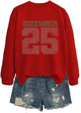 Generic December 25 Sweat-shirt, drôle Lettre Imprimée Sweat-shirt de Noël pour femmes Arbre de Noël Unisexe Retro Hoodie Vintage Retro, a, XXL