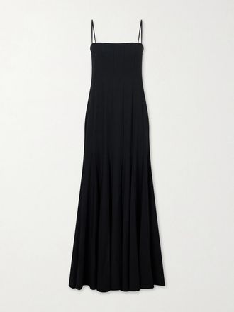 Staud Rila Midikleid Aus Cr&ecirc;pe - Schwarz