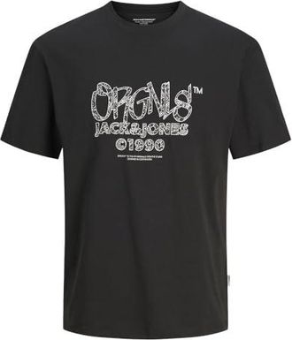 Jack & Jones JACK&JONES Jorbushwick Box T-Shirt à col Rond, Noir, S Homme