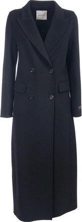 Ermanno Scervino Femme, Manteaux, Noir, Taille: 44 FR Manteau Long Crois&eacute; en Laine