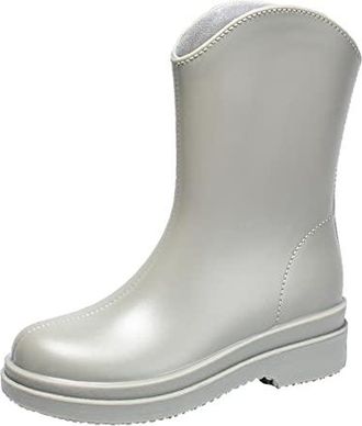 Generic Bouts pour homme Bottes de neige simples antidérapantes amovibles avec intérieur en coton Bottes de pluie en caoutchouc Chaussures aquatiques en cuir 
