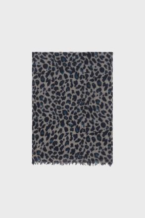 Gerard Darel Echarpe l&eacute;opard en laine et cachemire - ROSALIE - Marine