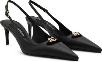 Dolce & Gabbana Hohe Schuhe - Pointed Toe Slingback Heels - Gr. 36,5 (EU) - in Schwarz - f&uuml;r Damen