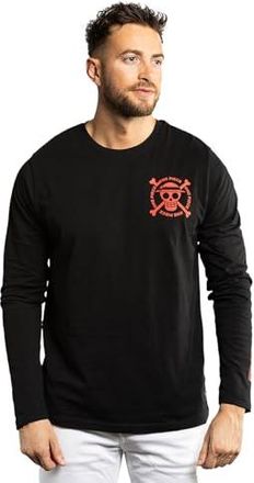 Capslab Tee Shirt Homme One Piece, T Shirt Homme, 100% Coton & Manches Longues Taille S Noir/Rouge