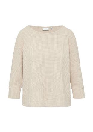 Comma 3/4 Arm-Pullover Sweatshirt Strukturiertes Sweatshirt mit 3/4-&Auml;rmeln und U-Boot-Ausschnitt