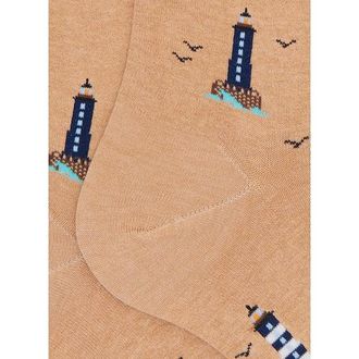 Dor&eacute; Dor&eacute; Chaussettes avec motif de phare dans la mer en coton m&eacute;lang&eacute;