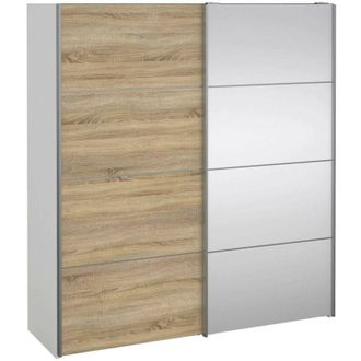 Dmora Dmora - Kleiderschrank 2 T&uuml;ren Cerreto, Schlafzimmerm&ouml;bel, Schrank, Garderobe, 182x64 h202 cm, Eiche und Wei&szlig;