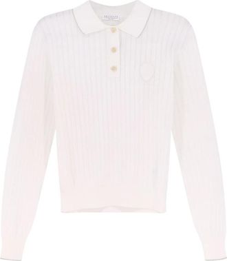 Brunello Cucinelli Polohemd aus Baumwolle - - Tops - Damen - Wei&szlig; - XS