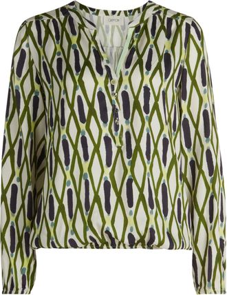 Cartoon Damen Casual-Bluse mit Muster 44, Green/Blue