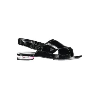 Calvin Klein Flache Sandale mit &Uuml;berkreuztem Vorderseite Schwarz - - Shoes - Damen - Schwarzk - 37 EU