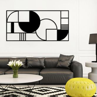 Generic Schwarze, geometrische Luxus-Wandkunst aus Metall, gro&szlig;e abstrakte Linien-Wandkunst aus Metall, Moderne B&uuml;ro-Wanddekoration, geometrische Luxus-Kunstw