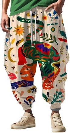 Generic Pantalon sarouel pour homme, baggy, &agrave; suspendre, pantalon de loisirs, respirant, pantalon de sport, pantalon de yoga, pantalon de sport, pantalon en c