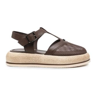 Sergio Moretti Femme, Chaussures, Brun, Taille: 41 EU Sandales compens&eacute;es &agrave; bout ouvert