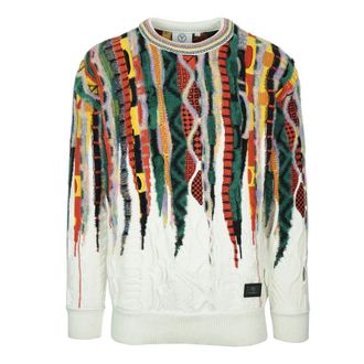 Carlo Colucci Pull-over en maille 3D duveteuse - Homme - Pulls - Multicolore - Taille: XL