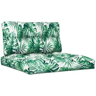 vidaXL Palettenkissen 2-tlg. Blattmuster Stoff Vidaxl